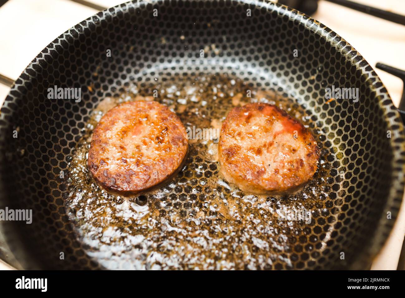 Plant based soy meat cutlet healthy dish pan Stock Photo - Alamy