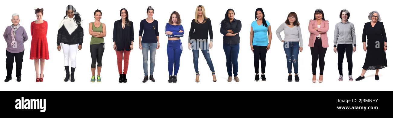front view of a large group of a women on white background Stock Photo ...