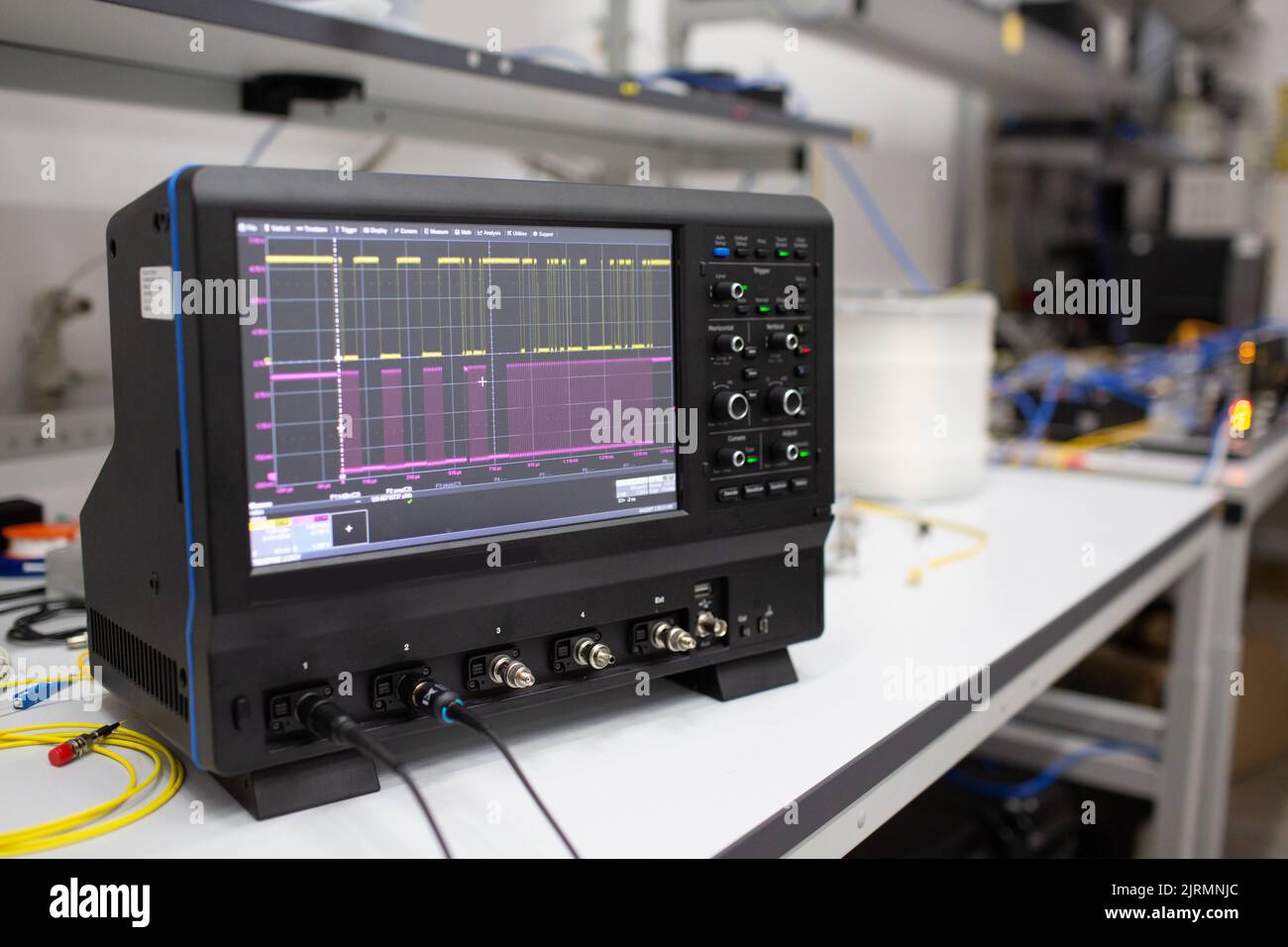 Professional digital oscilloscope oscillograph at tech lab Stock Photo ...