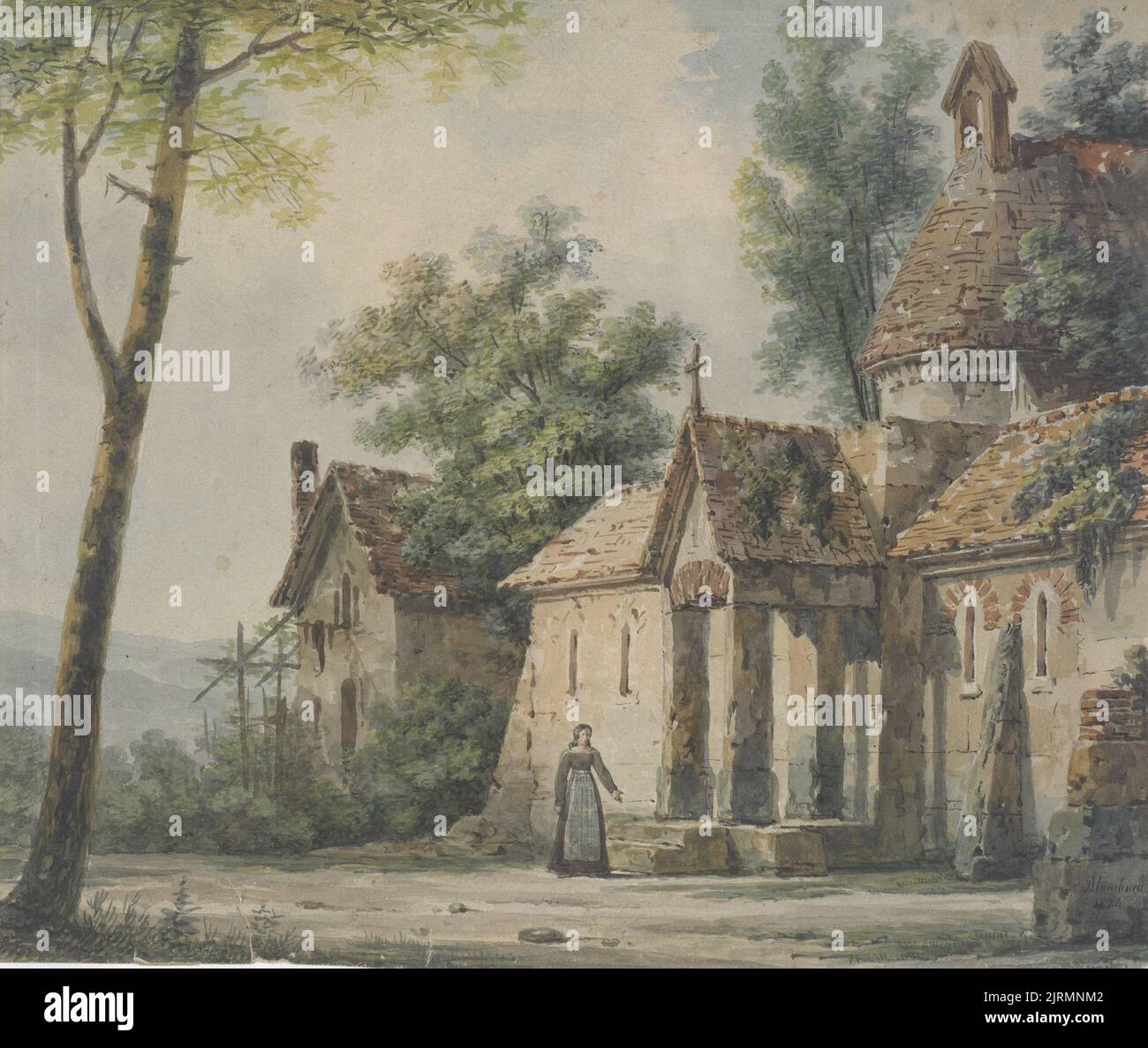 Old church among trees, 1824, England, by A Blanchard. Gift of ...