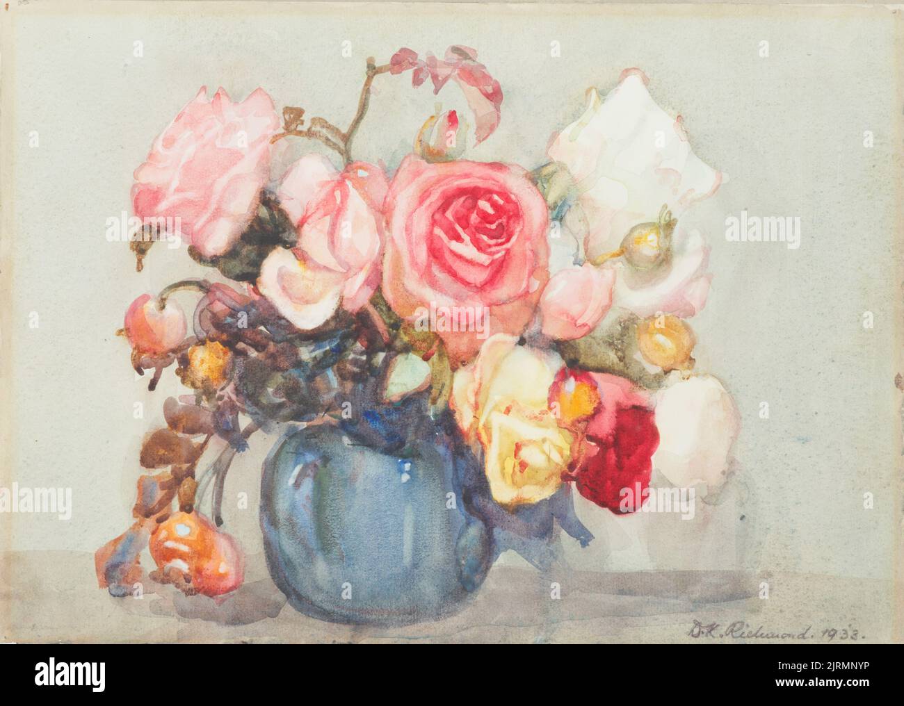 Roses and berries, 1933, Wellington, by Dorothy Richmond. Gift of Mr ...
