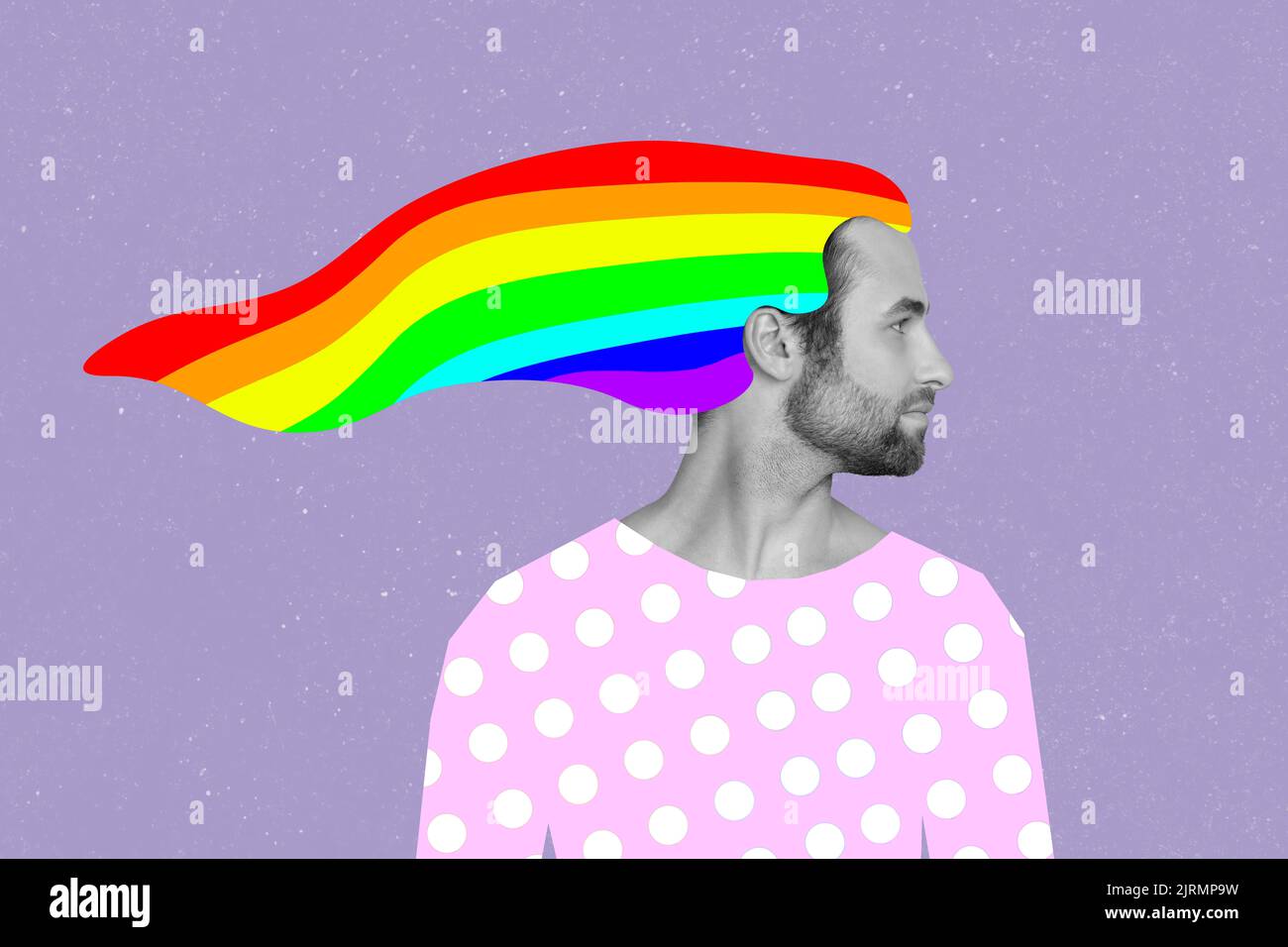 Picture collage of guy activist for lgbt couple rights dyed hair ...