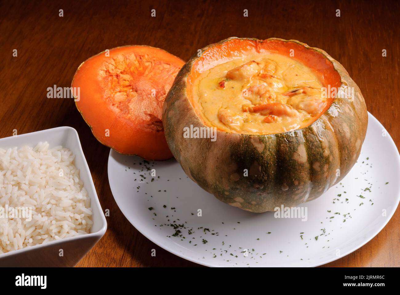 Shrimp in the pumpkin. Traditional Brazilian seafood Stock Photo - Alamy