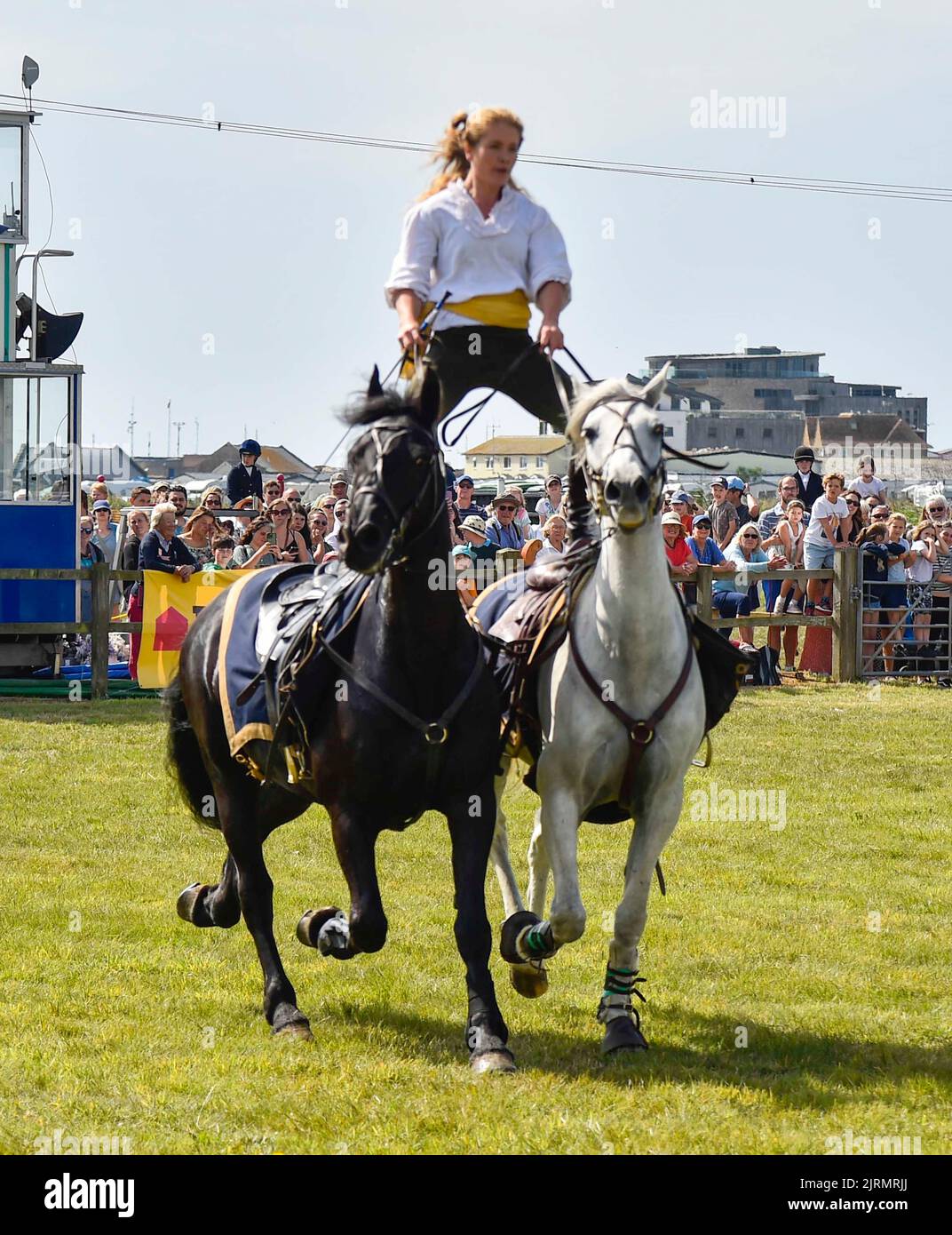 Bridport, Dorset, UK. 25th August 2022. The Devil’s Horsemen performing ...