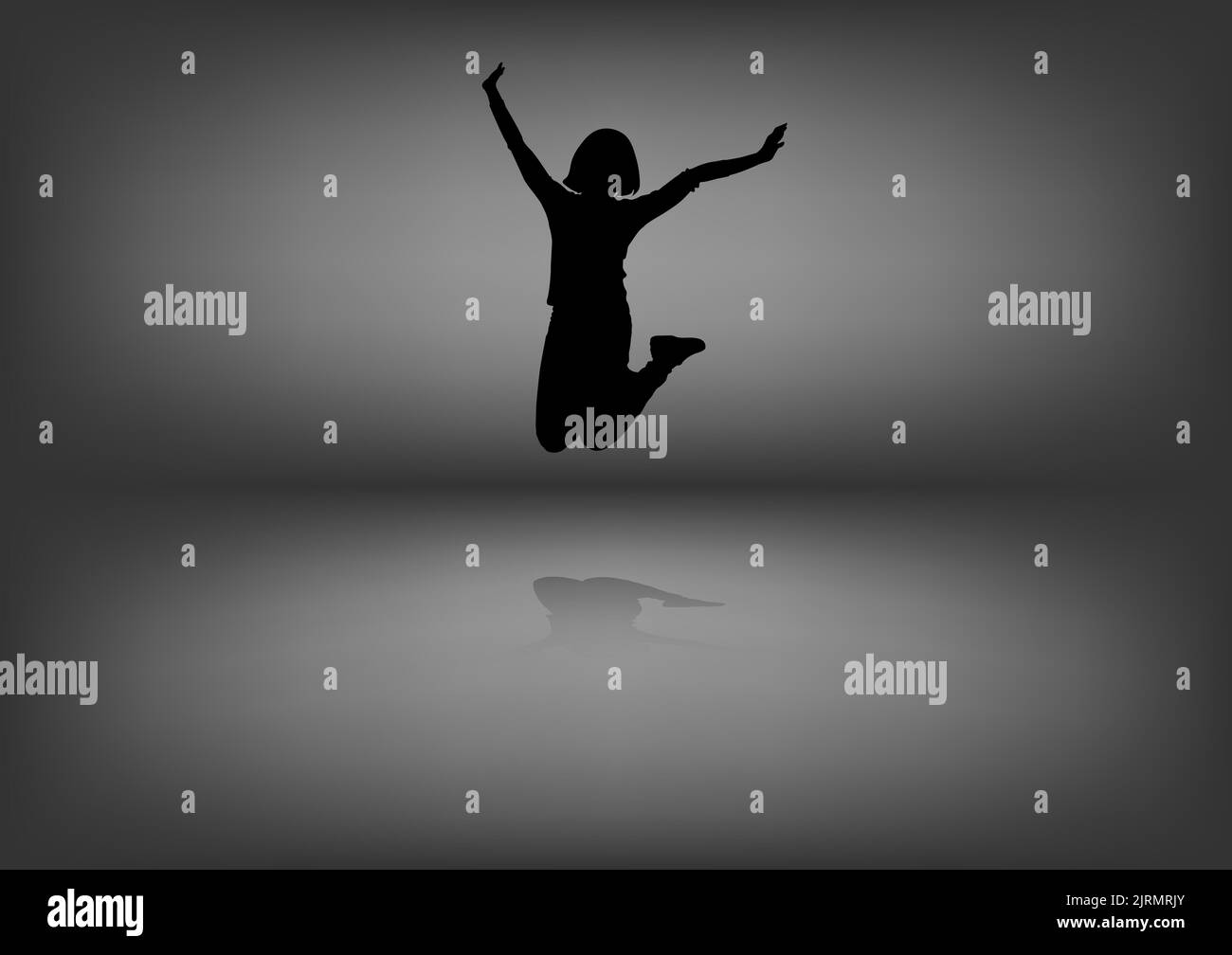 silhouette body woman jump with gray background vector illustration ...