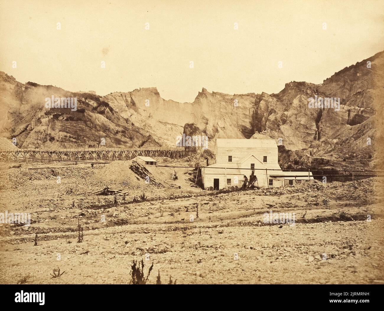 Gold workings at the Blue Spur, Gabriel's Gully, Central Otago, circa ...