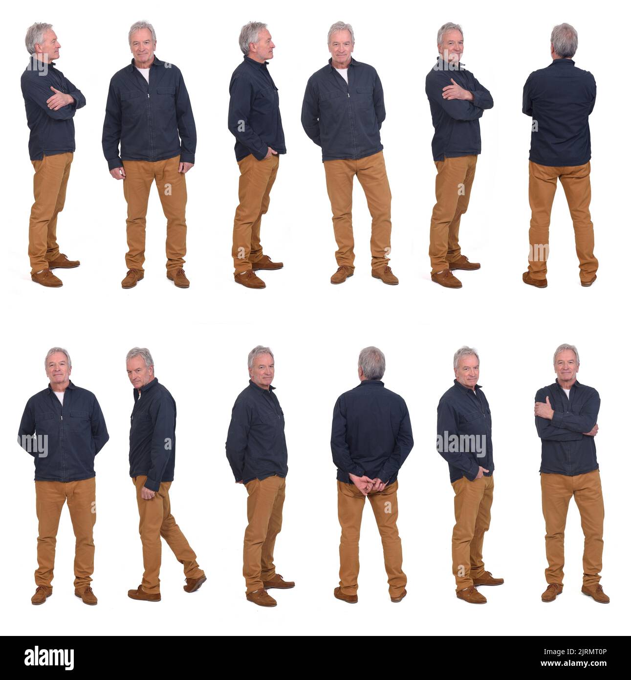 group of same men posing on white background Stock Photo - Alamy