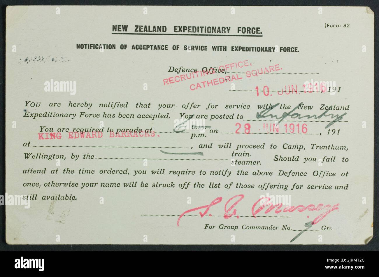 Document, 'Notification of Acceptance of Service with Expeditionary ...
