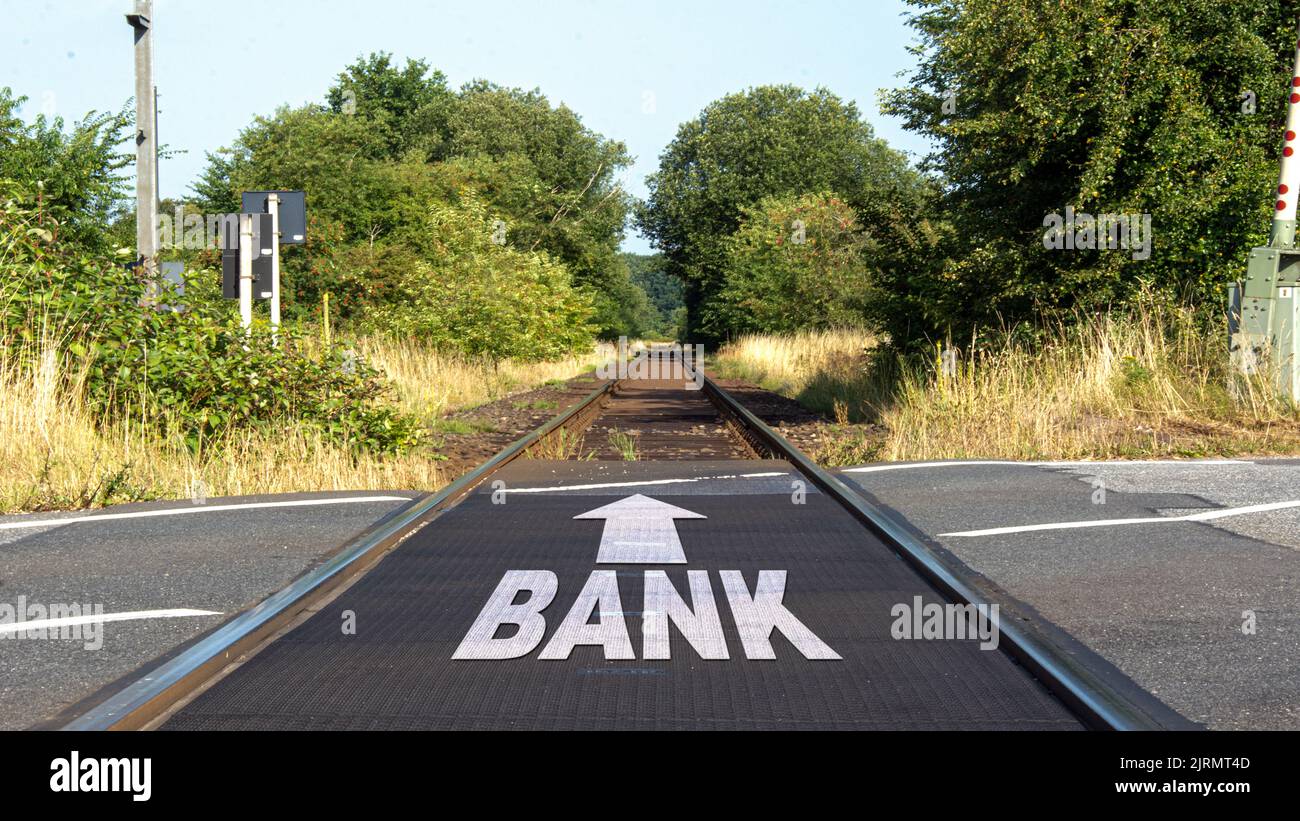 Street Sign the Direction Way to Bank Stock Photo - Alamy