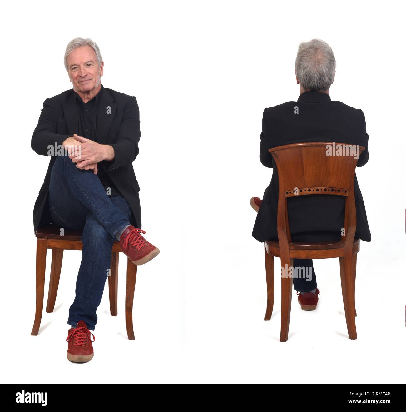 back and front of same man on white background Stock Photo - Alamy