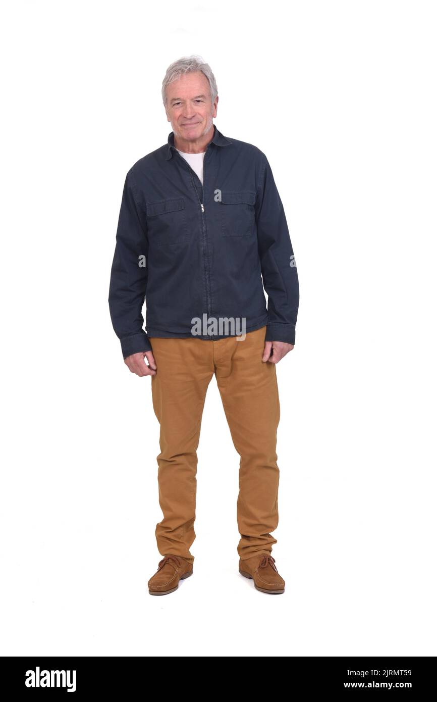 front view of a man looking at camera on white background Stock Photo ...