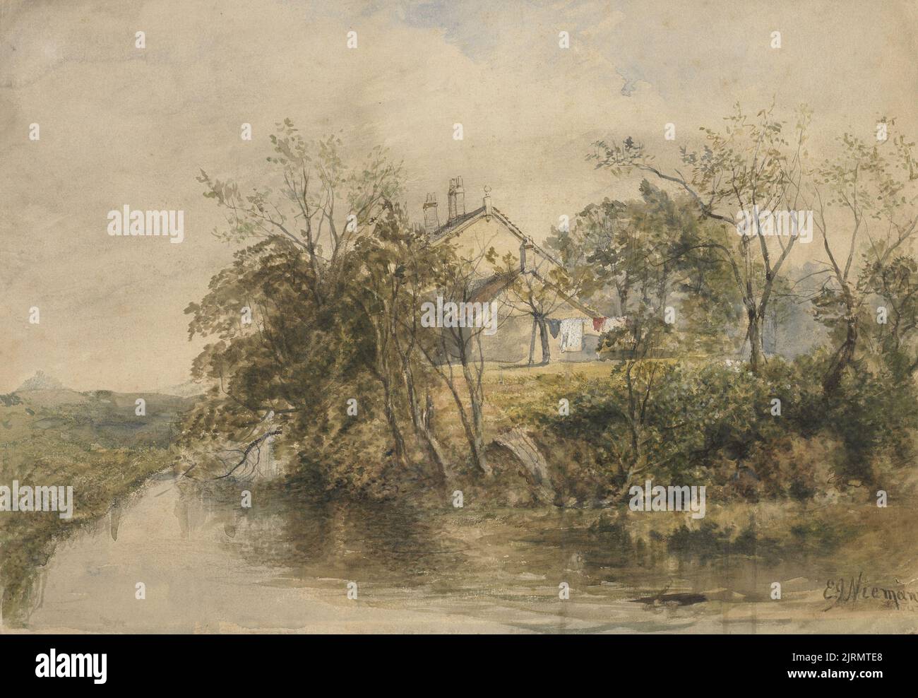 Back of George's farm, Grendon, 1847, United Kingdom, by Edmund Niemann ...