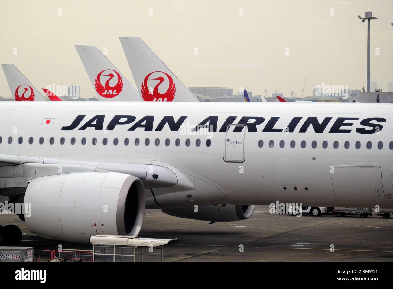 The Japan Airlines (JAL) airplanes seen at the Tokyo International ...