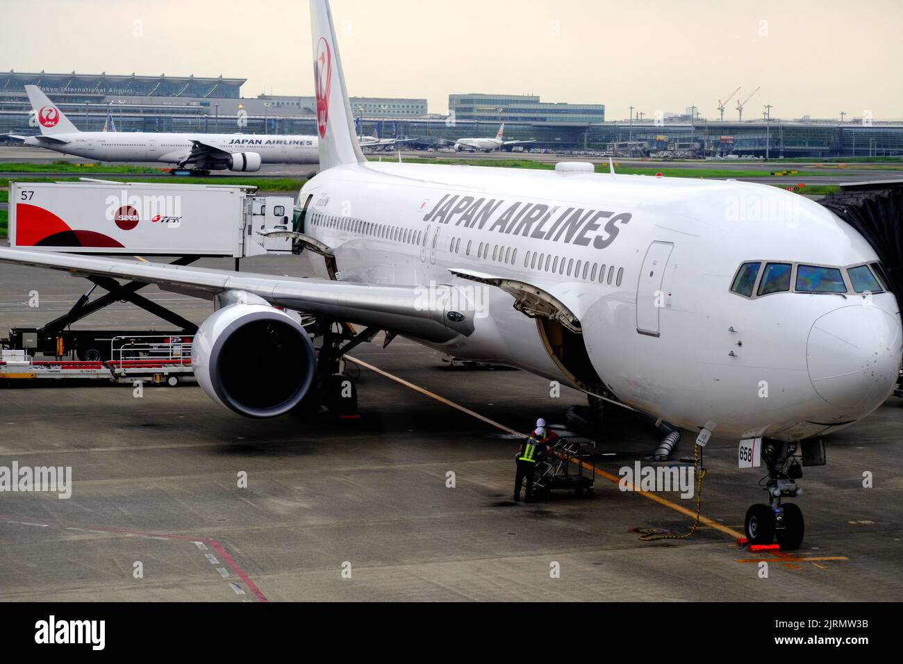 The Japan Airlines (JAL) airplanes seen at the Tokyo International ...