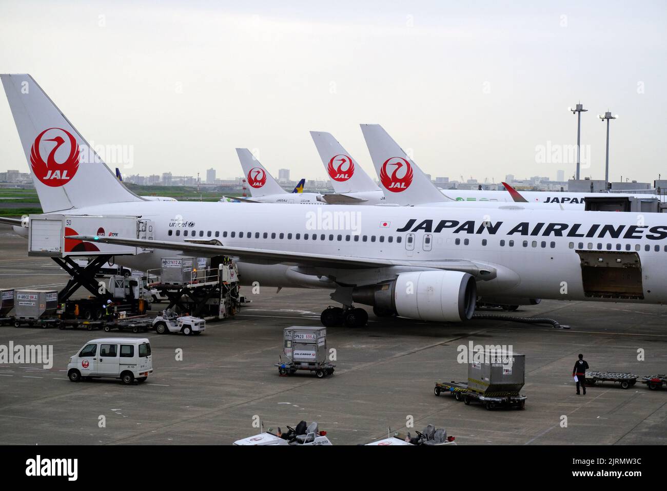 The Japan Airlines (JAL) airplanes seen at the Tokyo International ...
