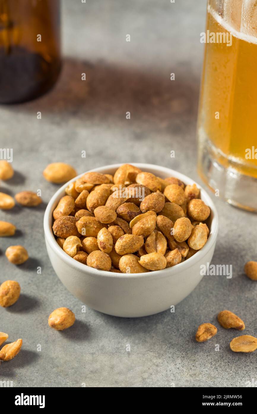 Organic Salted Beer Bar Nuts in a Bowl Stock Photo - Alamy