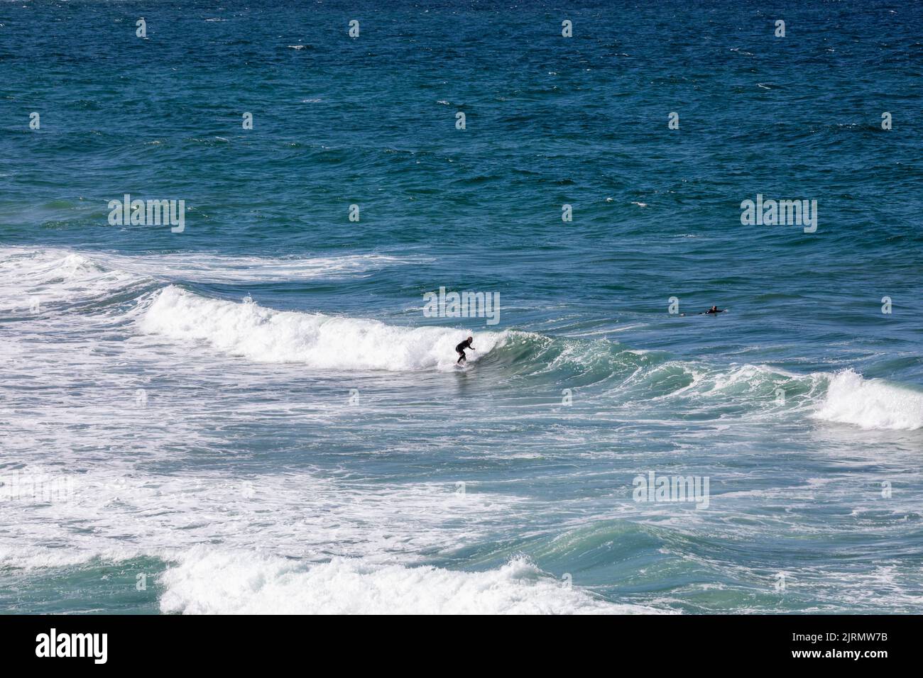 Surfers in the sea by Fistral Beach Newquay, Cornwall,uk Stock Photo ...