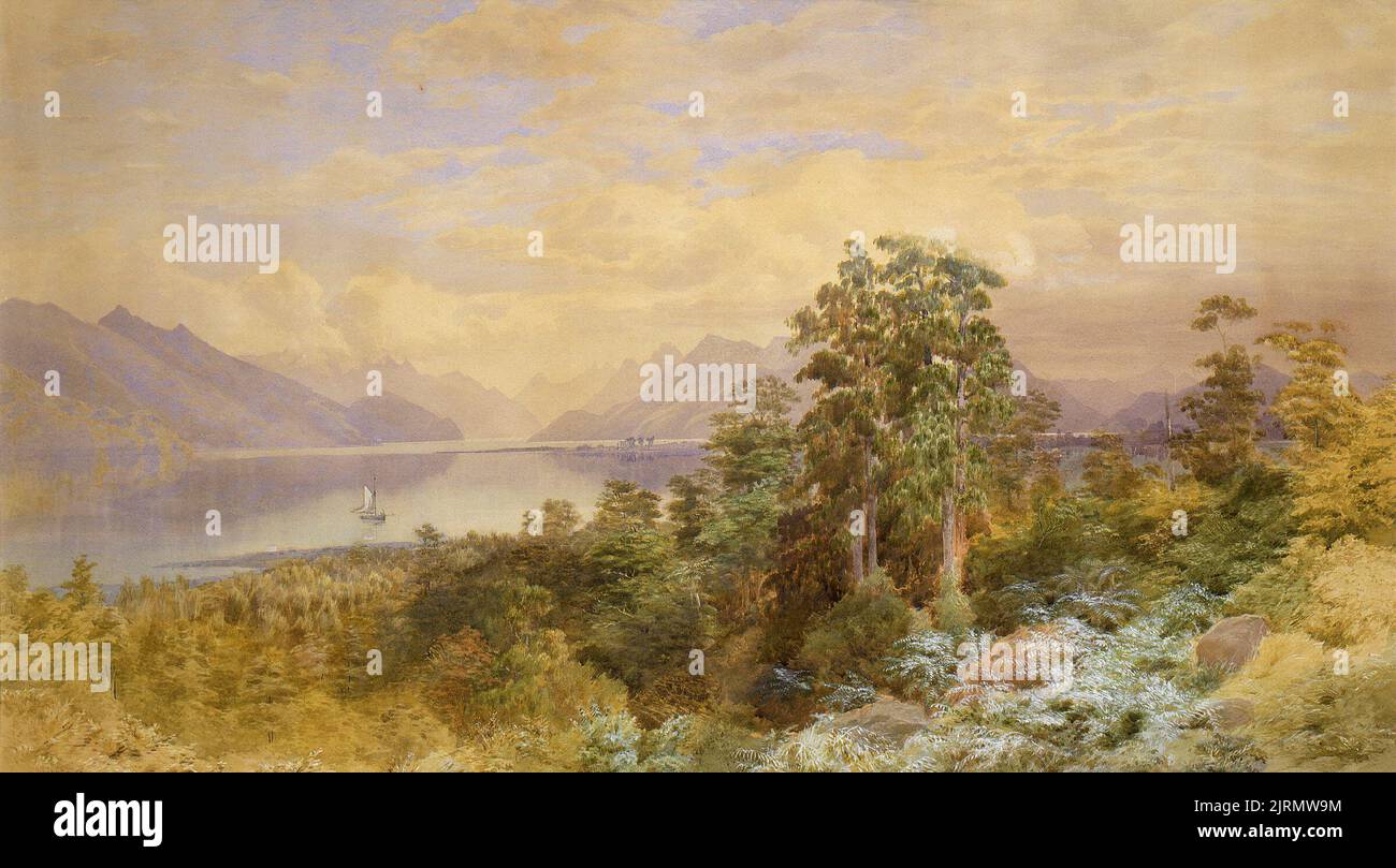 Lake Te Anau, 1888, New Zealand, by John Gully. Gift of the New Zealand ...