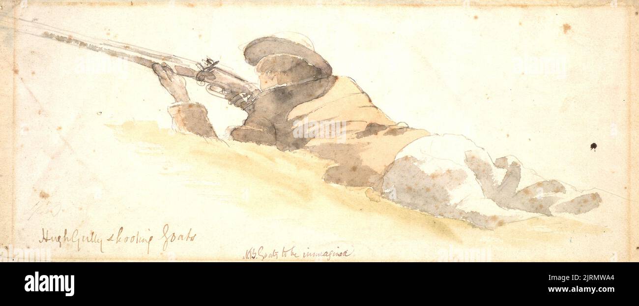 Hugh Gully shooting goats, 1888, New Zealand, by John Gully. Gift of ...