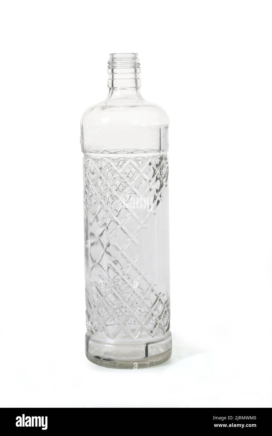 glass bottle with textured diagonal; stripes isolated on white ...
