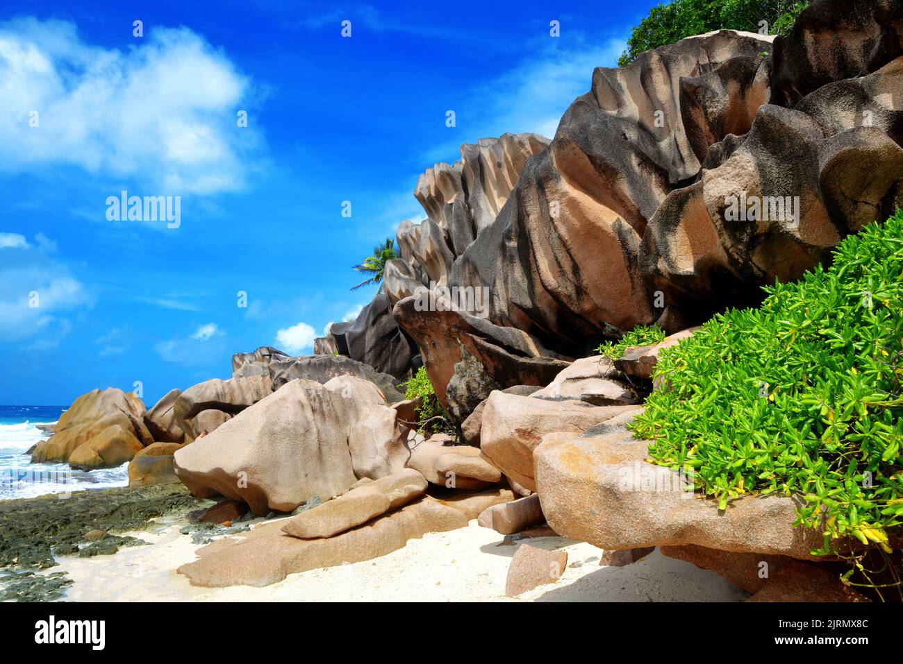 Grande Anse beach in La Digue Island, Indian Ocean, Seychelles ...