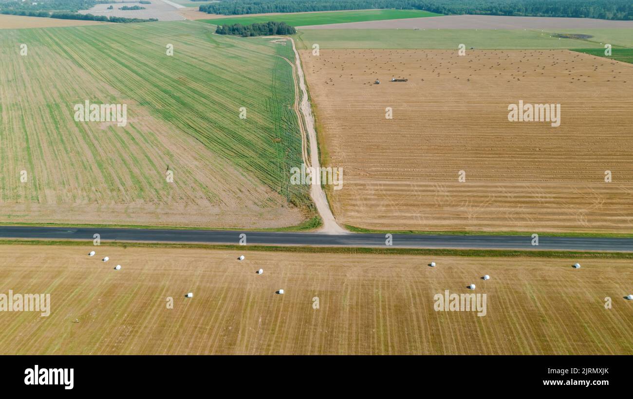 View from above on silo bales in the field Stock Photo - Alamy