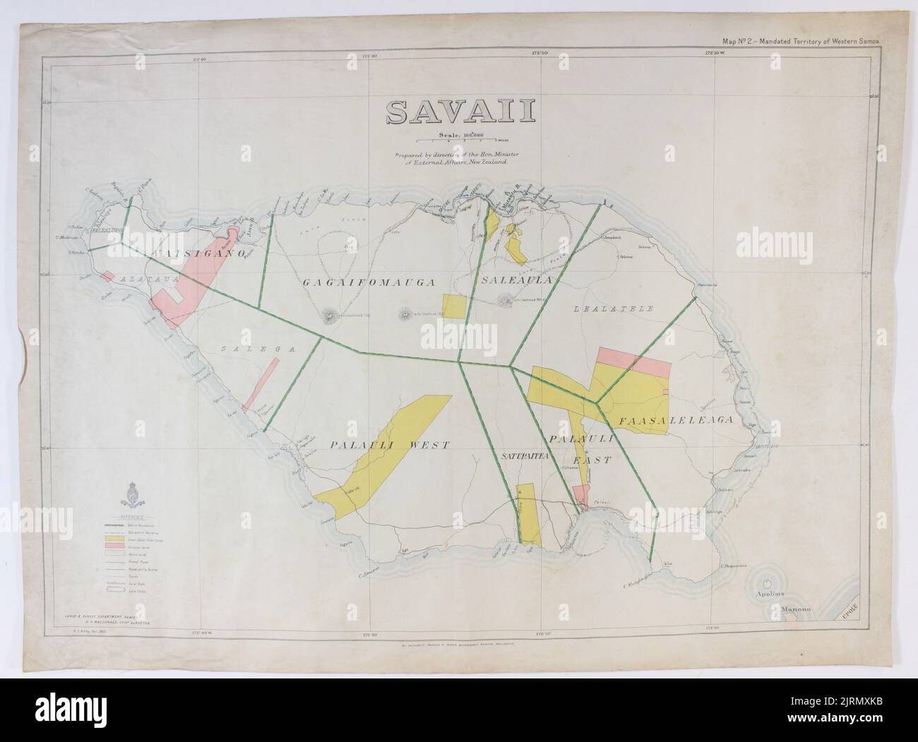 Plan of Savaii, 1922, by R Airey, Marcus Marks Stock Photo - Alamy