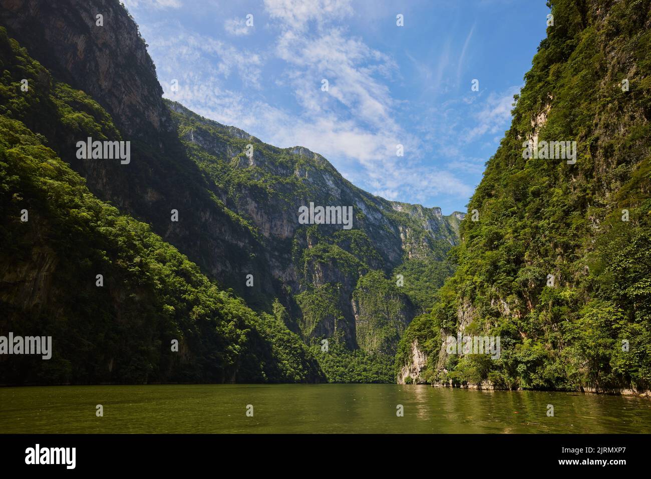 A natural view of the Sumidero Canyon and river in Chiapas, Mexico ...