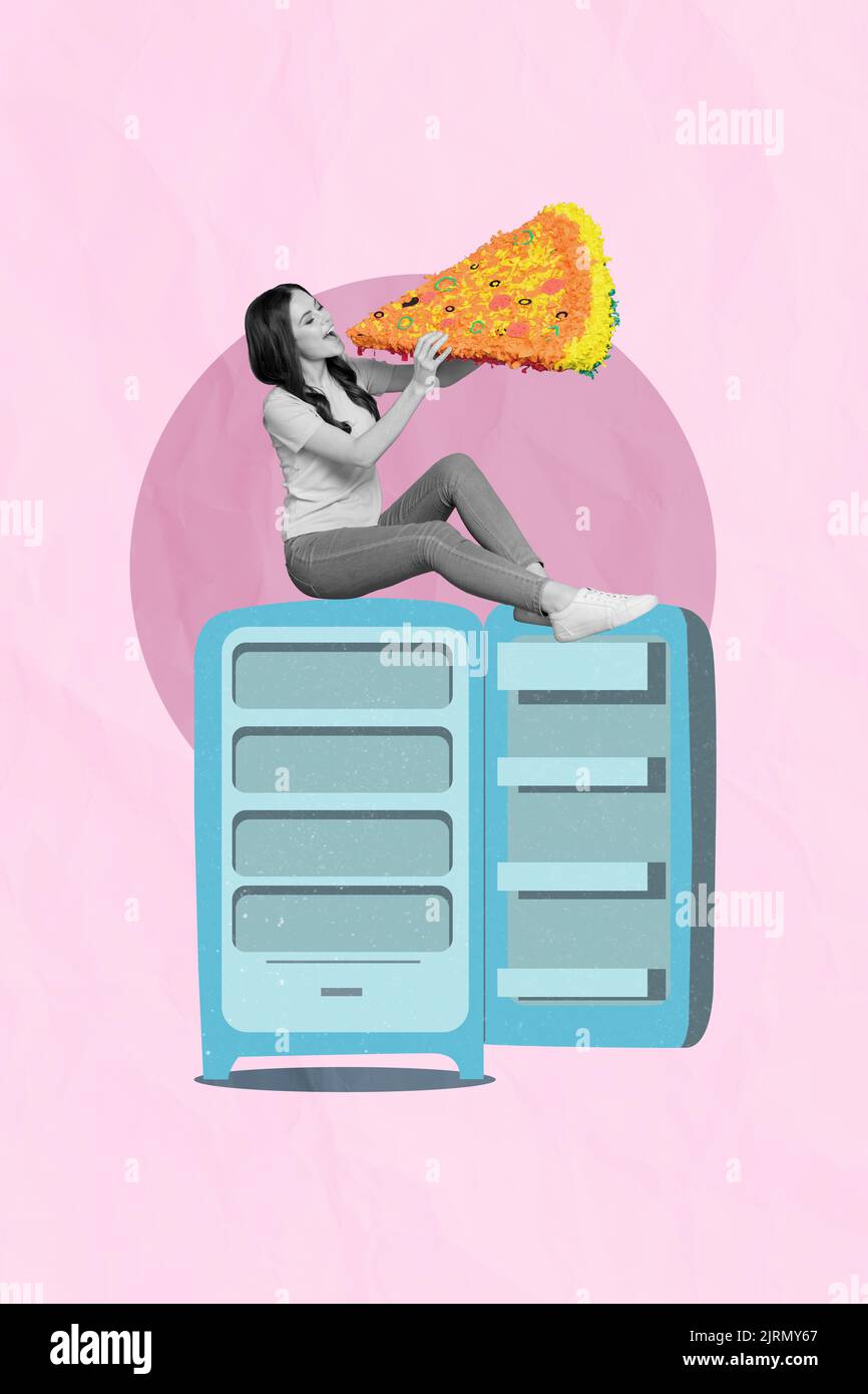 Photo sketch graphics artwork picture of funny funky lady eating huge ...