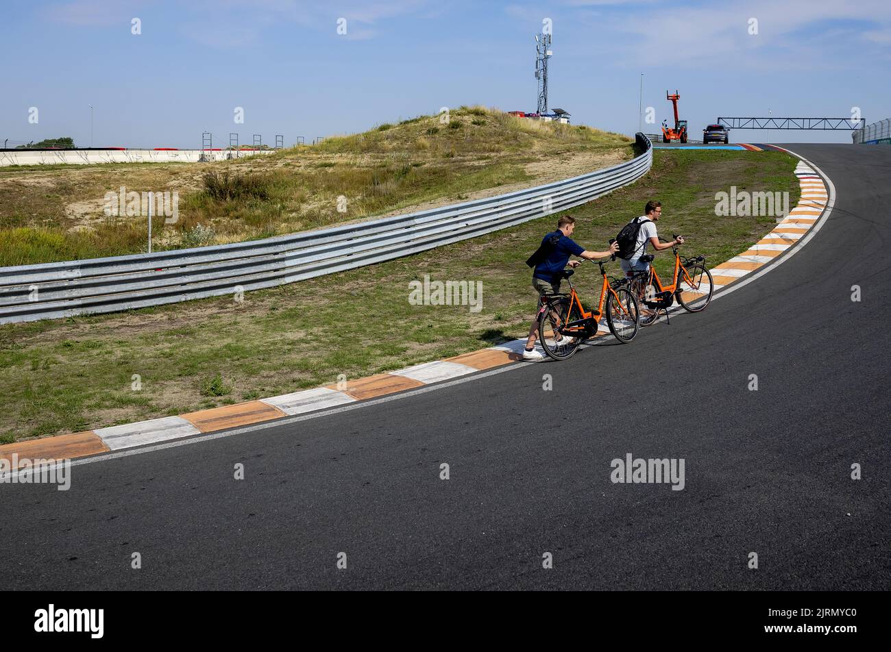 ZANDVOORT - Two cyclists on Circuit Zandvoort. The Formula 1 race Dutch ...