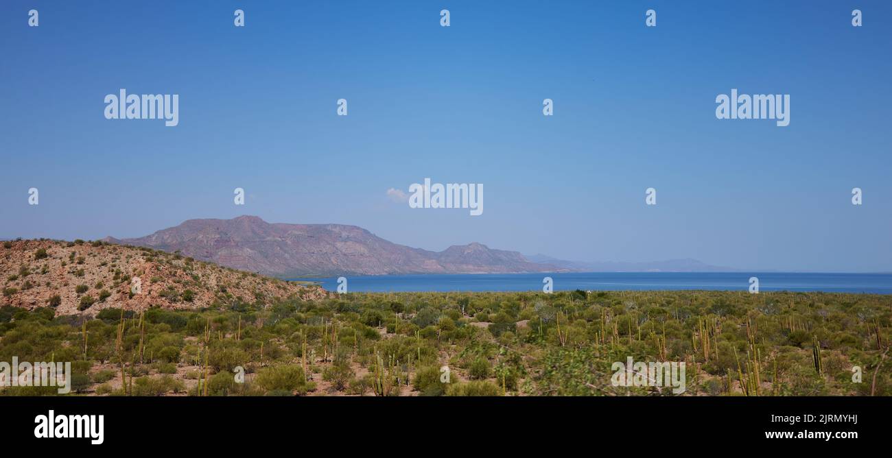 Landscape of Concepcion Bay in middle of Baja peninsula, showing the ...