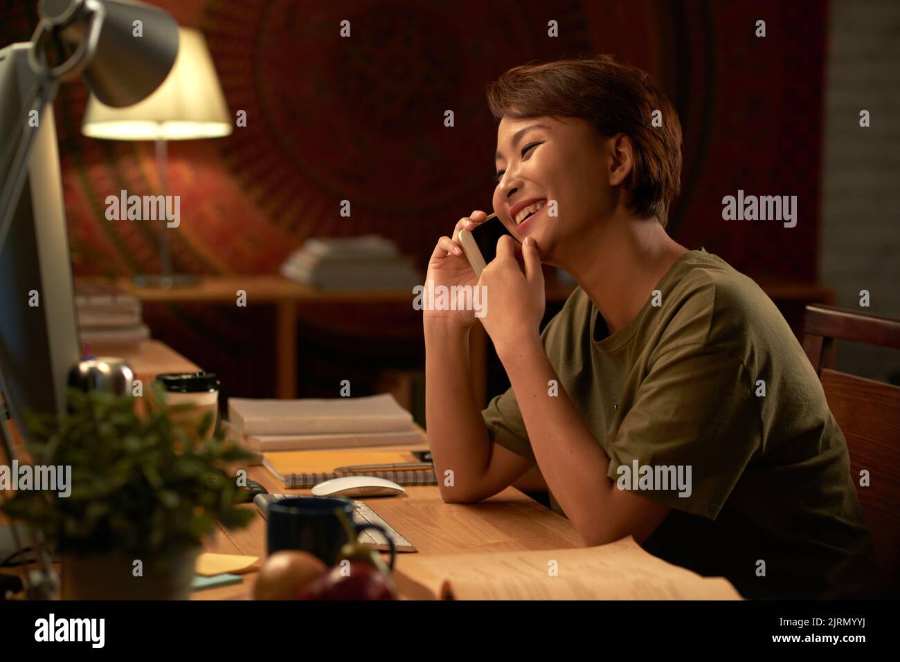 Asian woman working late night hi-res stock photography and images - Alamy