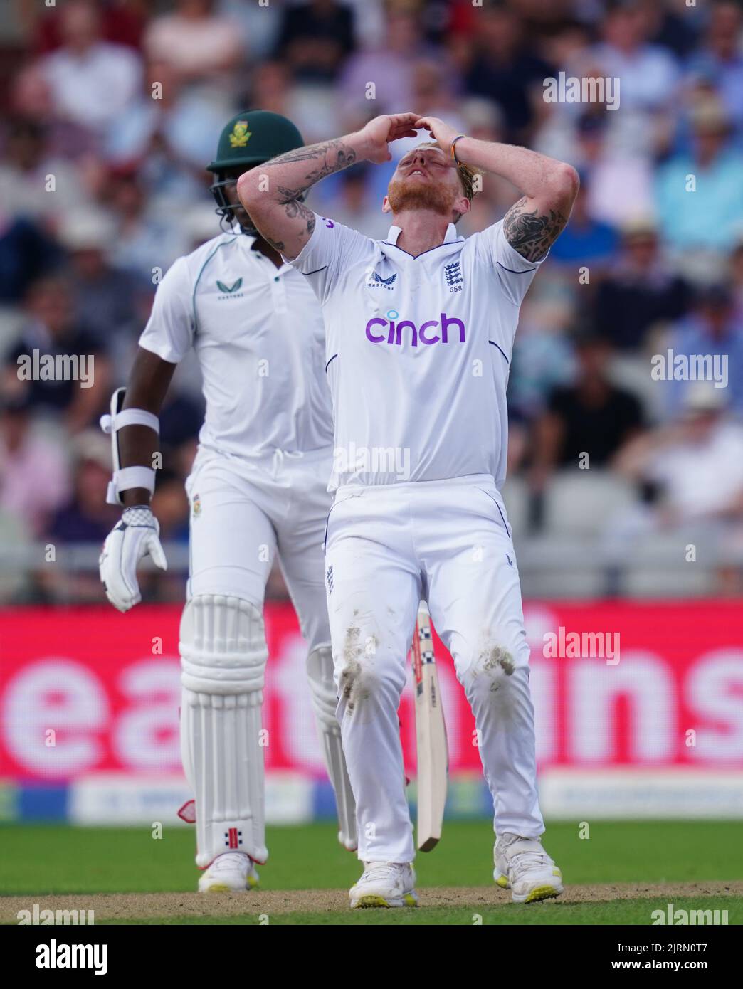 England's Ben Stokes reacts during day one of the second LV= Insurance ...