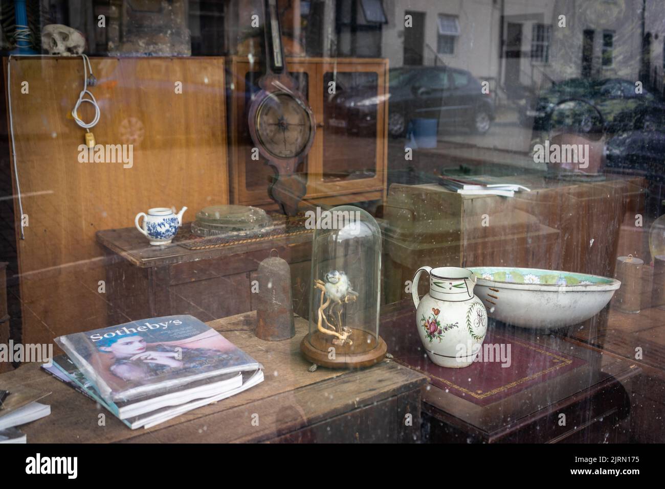 Antiques shop window display in St Mary's, Southampton, Hampshire ...