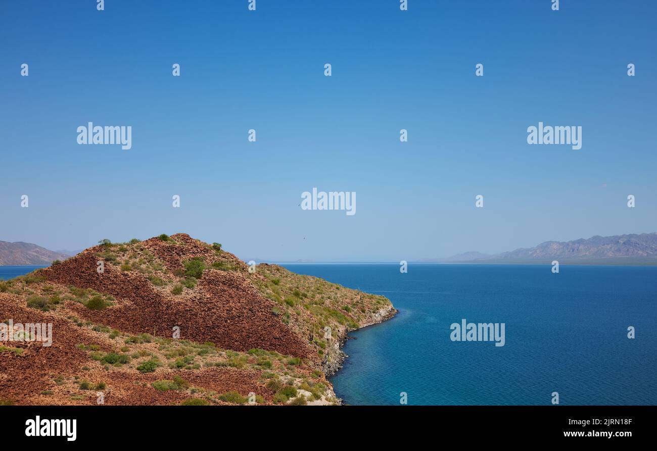 Landscape of Concepcion Bay in middle of Baja peninsula, showing the ...