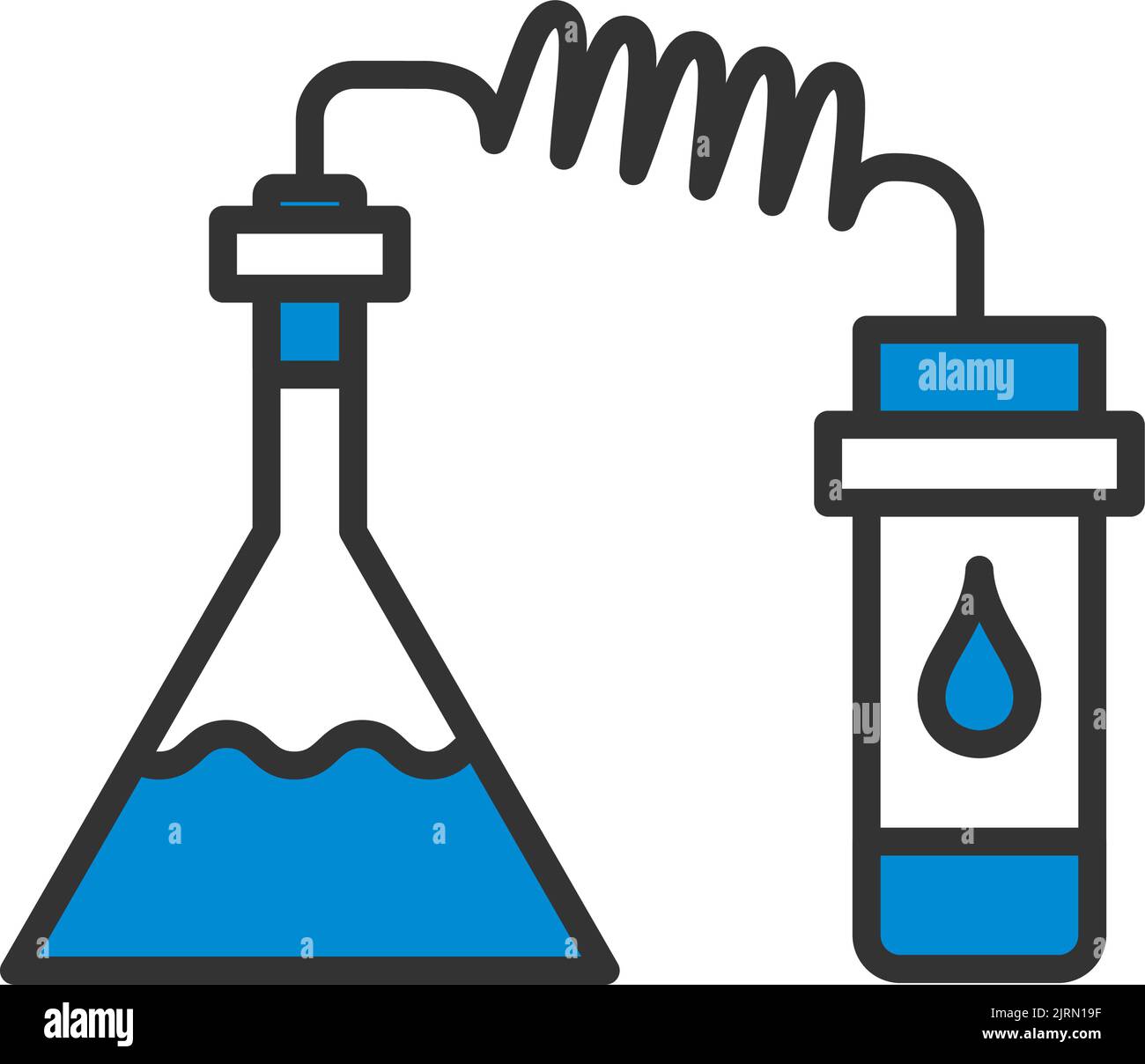 Icon Of Chemistry Reaction With Two Flask. Editable Bold Outline With ...