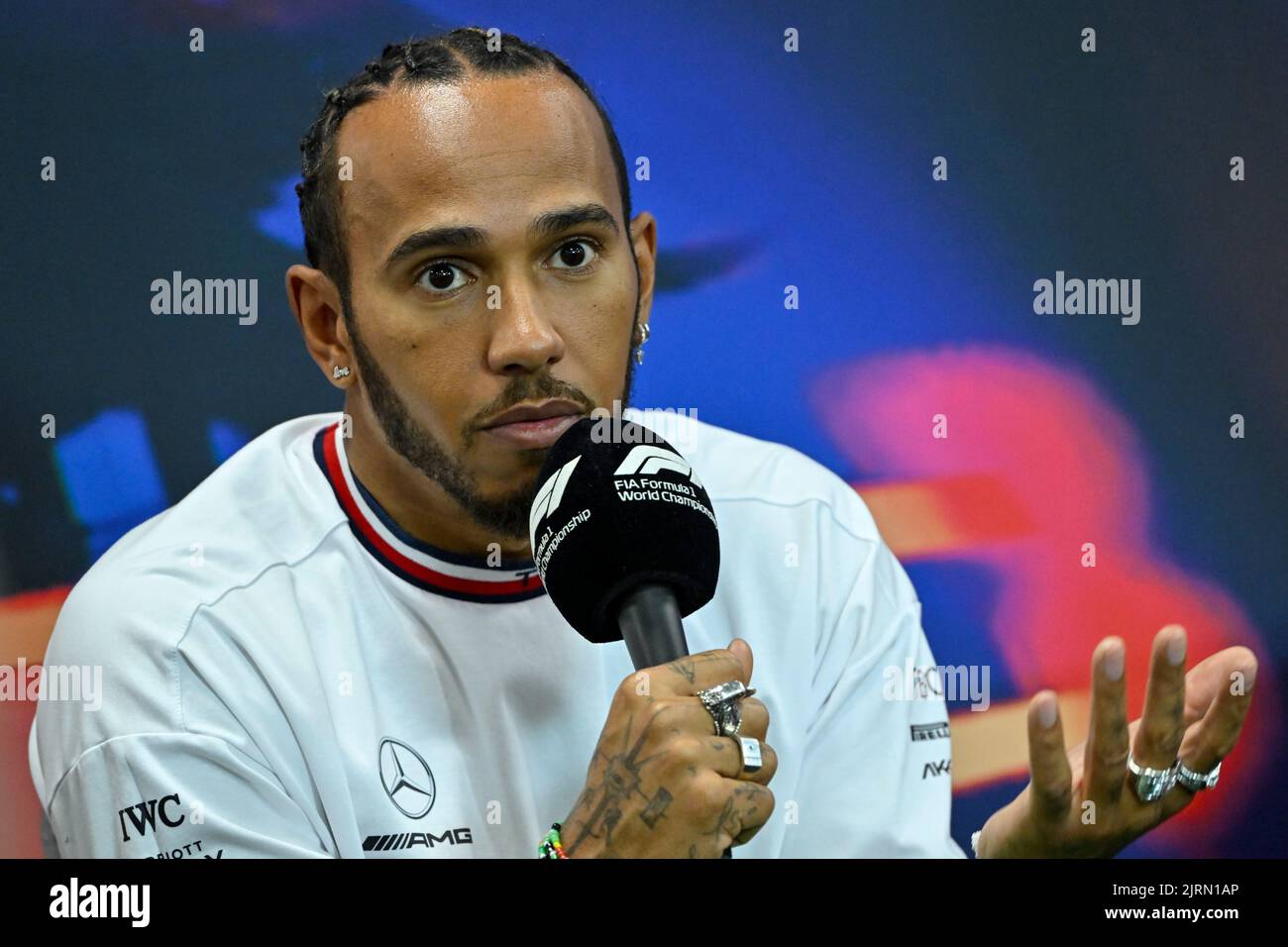 Mercedes-AMG Petronas UK rider Lewis Hamilton pictured during a press ...