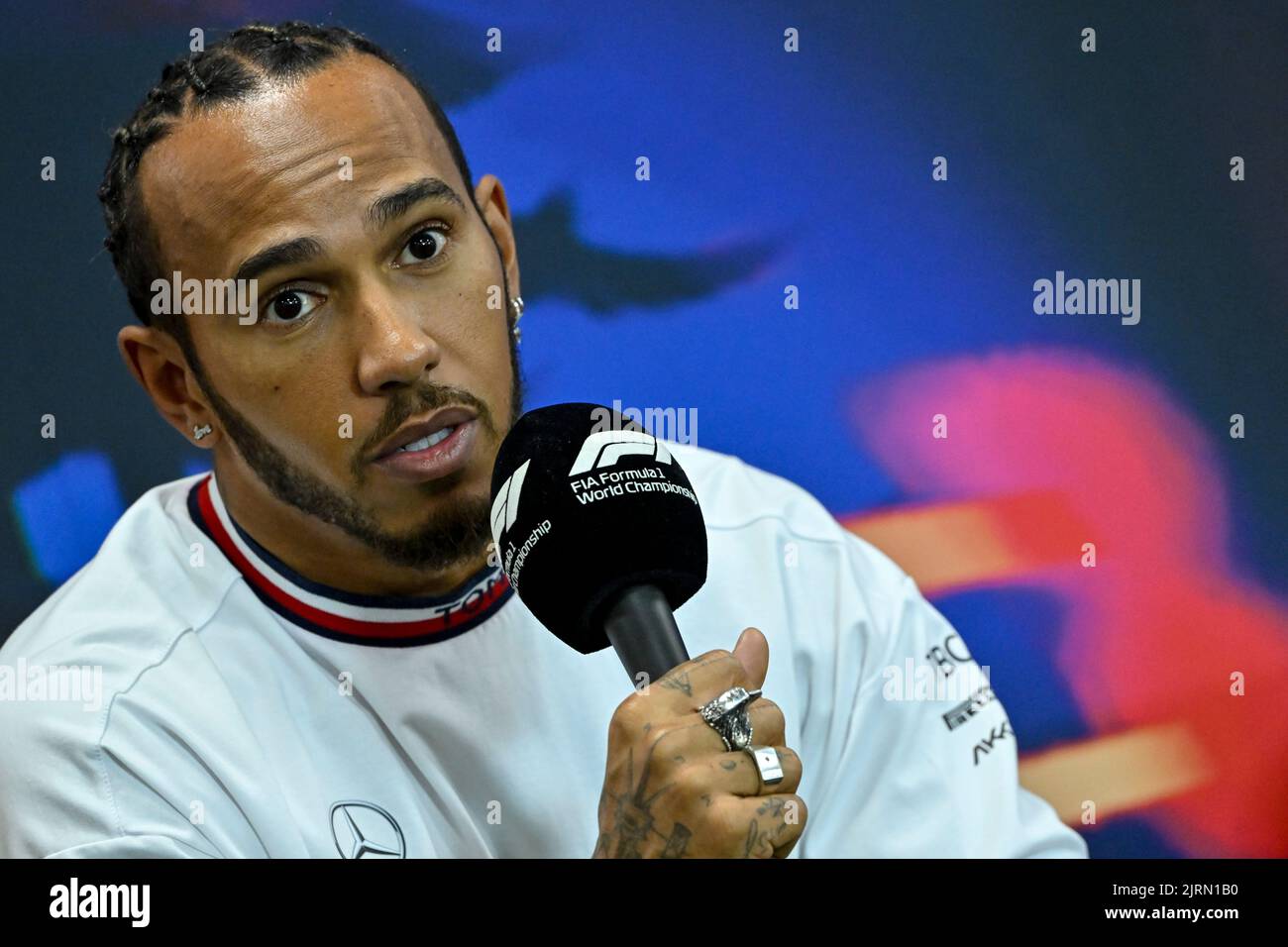 Mercedes-AMG Petronas UK rider Lewis Hamilton pictured during a press ...