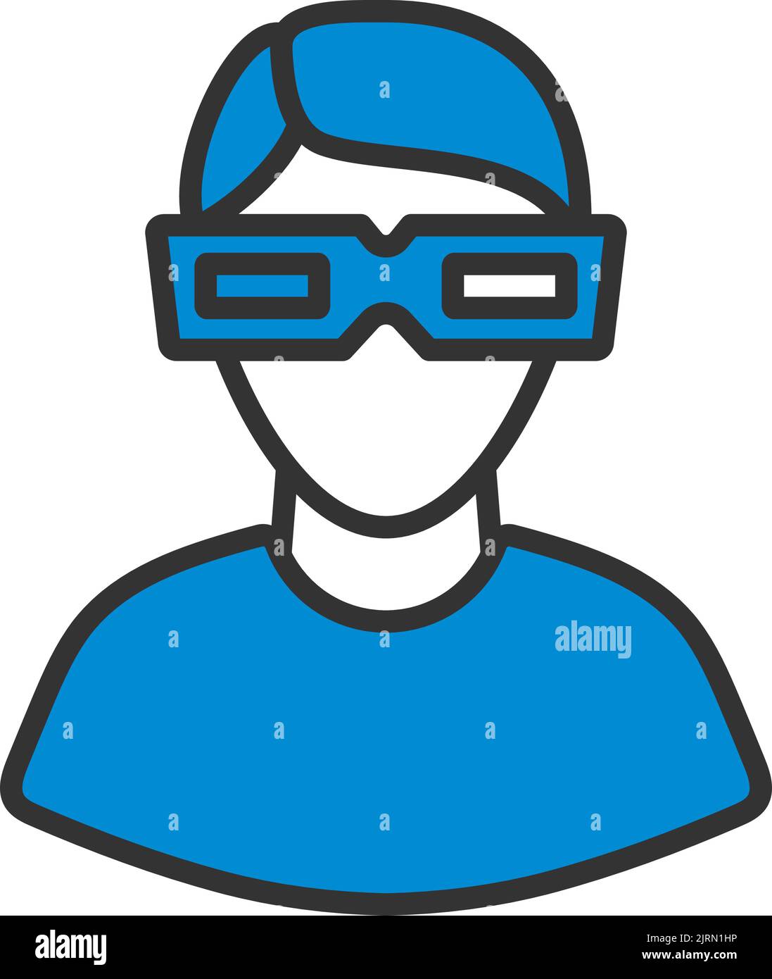 Man With 3d Glasses Icon. Editable Bold Outline With Color Fill Design ...