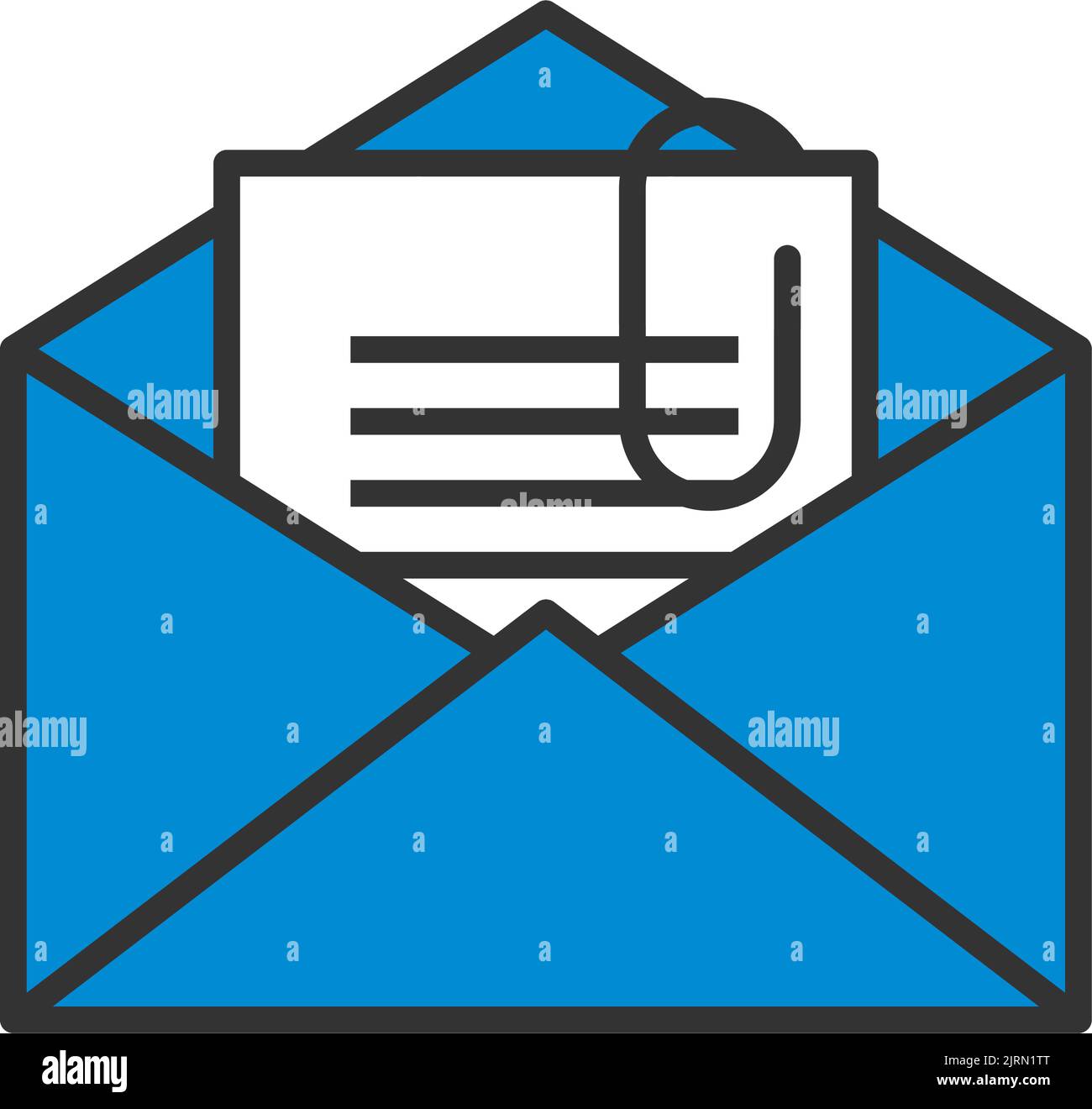 Mail With Attachment Icon. Editable Bold Outline With Color Fill Design ...