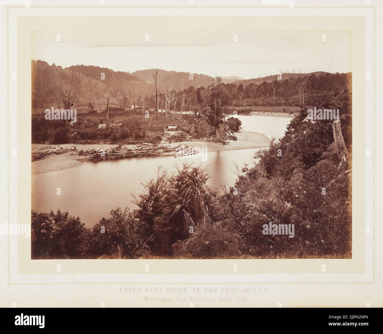 Upper Hutt River at the Fern Ground, Wellington and Masterton Road, NZ ...