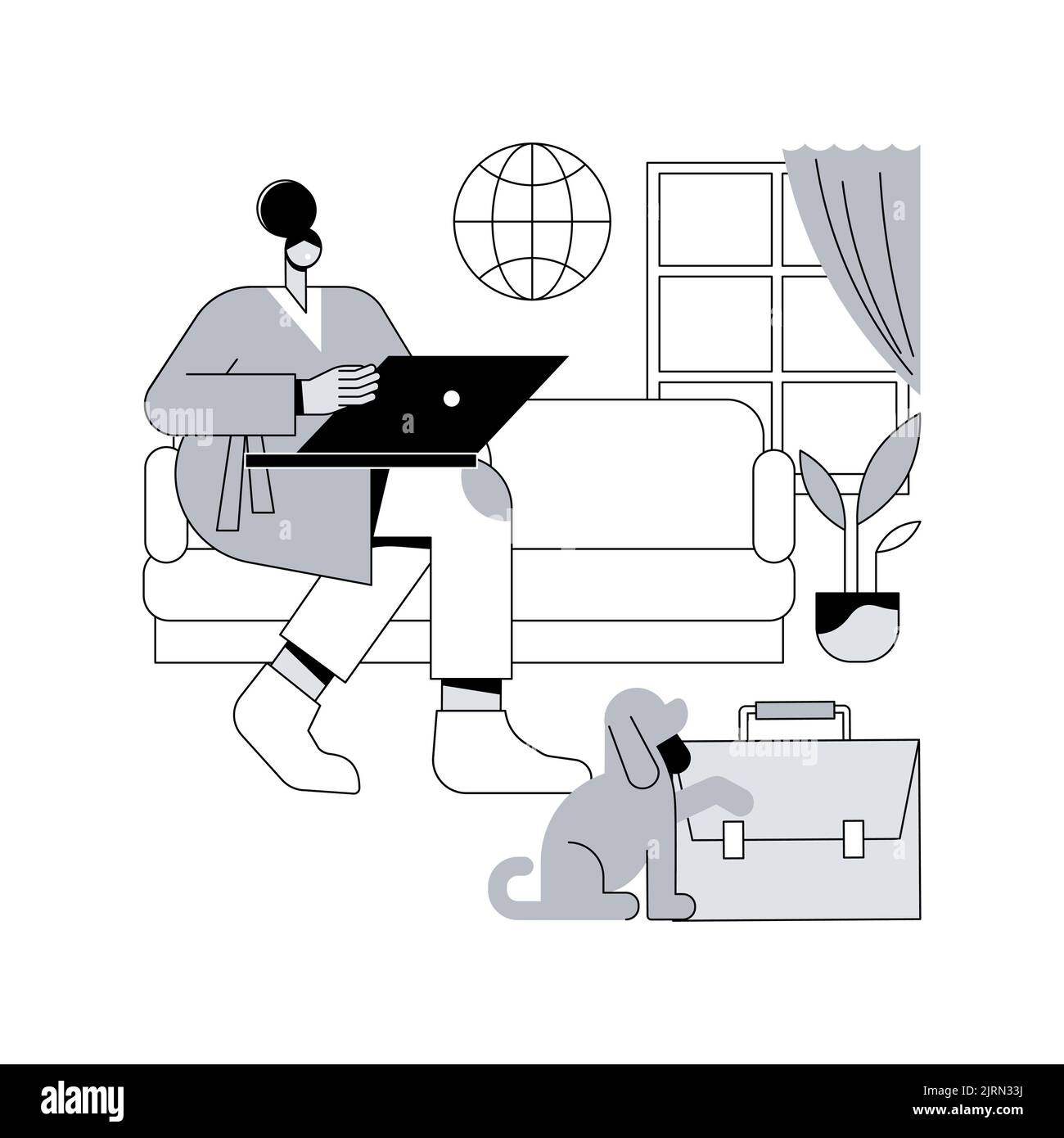 Work home office abstract concept vector illustration. Online virtual ...