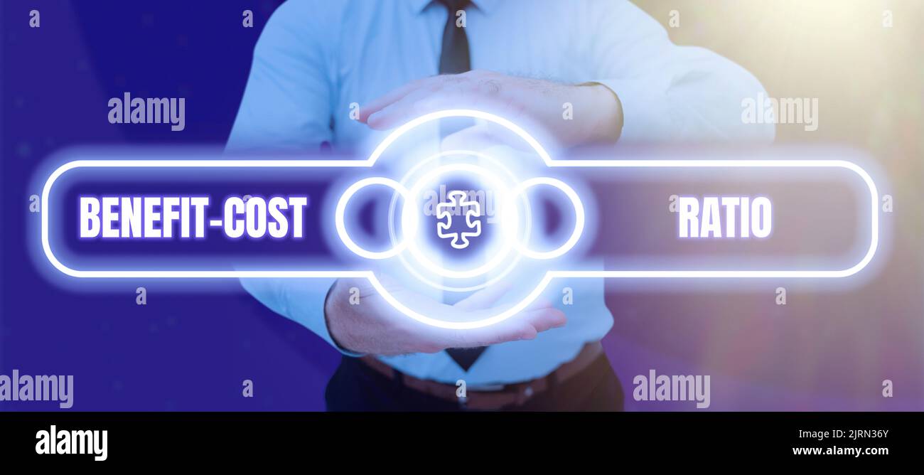 Text showing inspiration Benefit Cost Ratio. Business overview ...