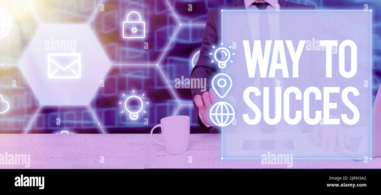 Sign displaying Way To Success. Business idea On the right path to be ...