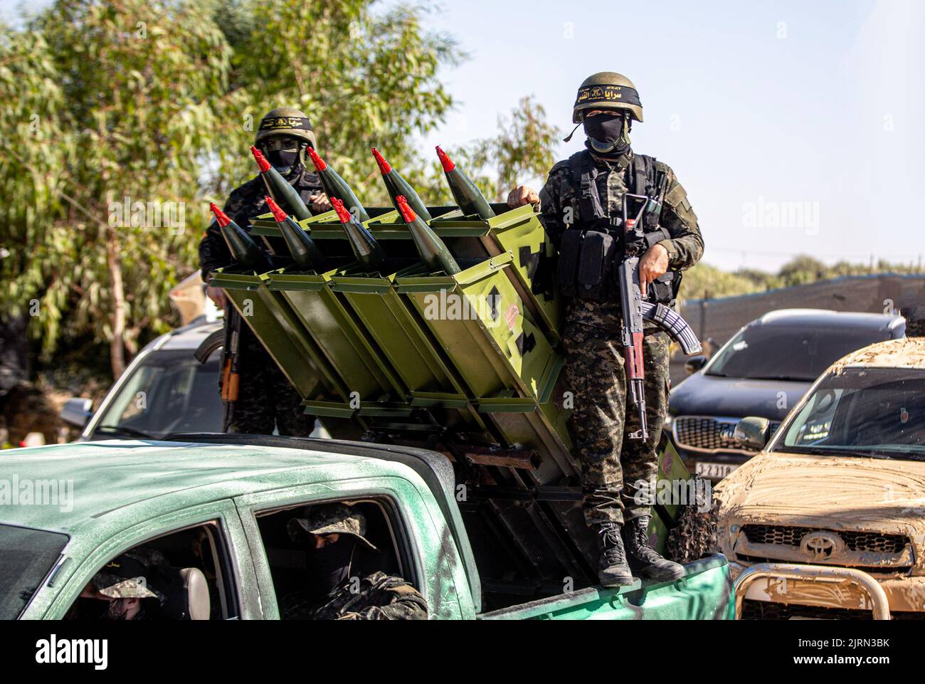 Gaza, Palestine. 24th Aug, 2022. Armed fighters of Al-Quds Brigades ...