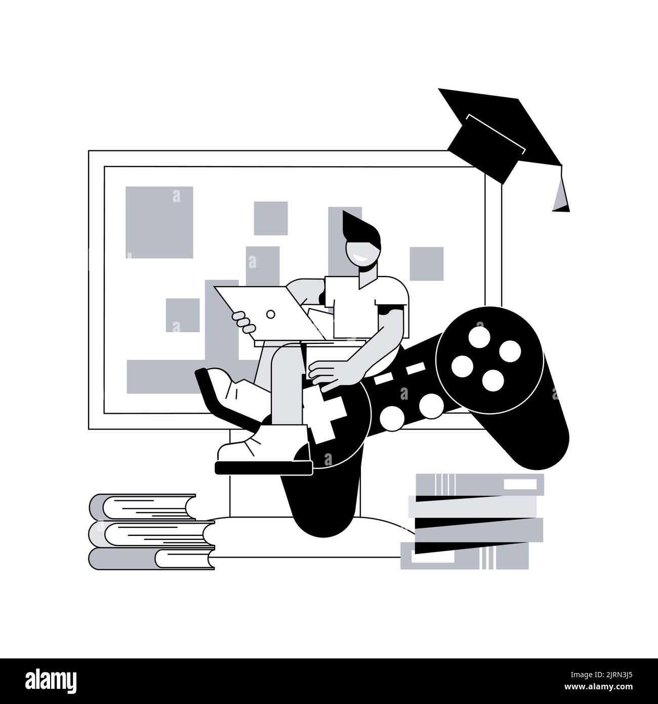 Educational game abstract concept vector illustration. Gaming education ...