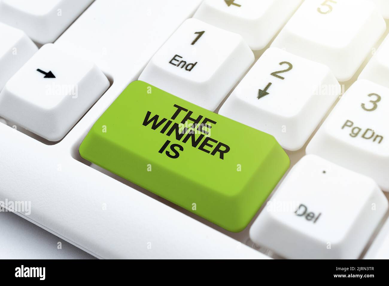 Conceptual caption The Winner Is.... Business showcase Announcing who ...