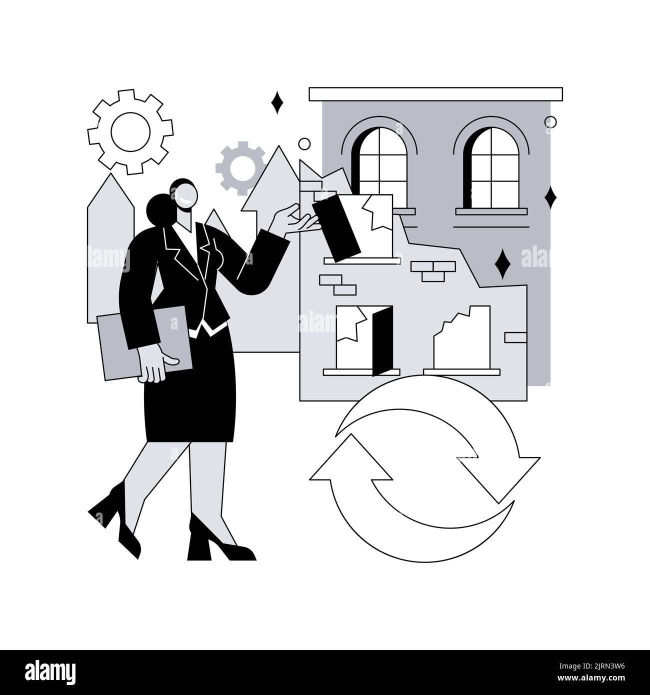 Old buildings modernization abstract concept vector illustration. Building up service ...