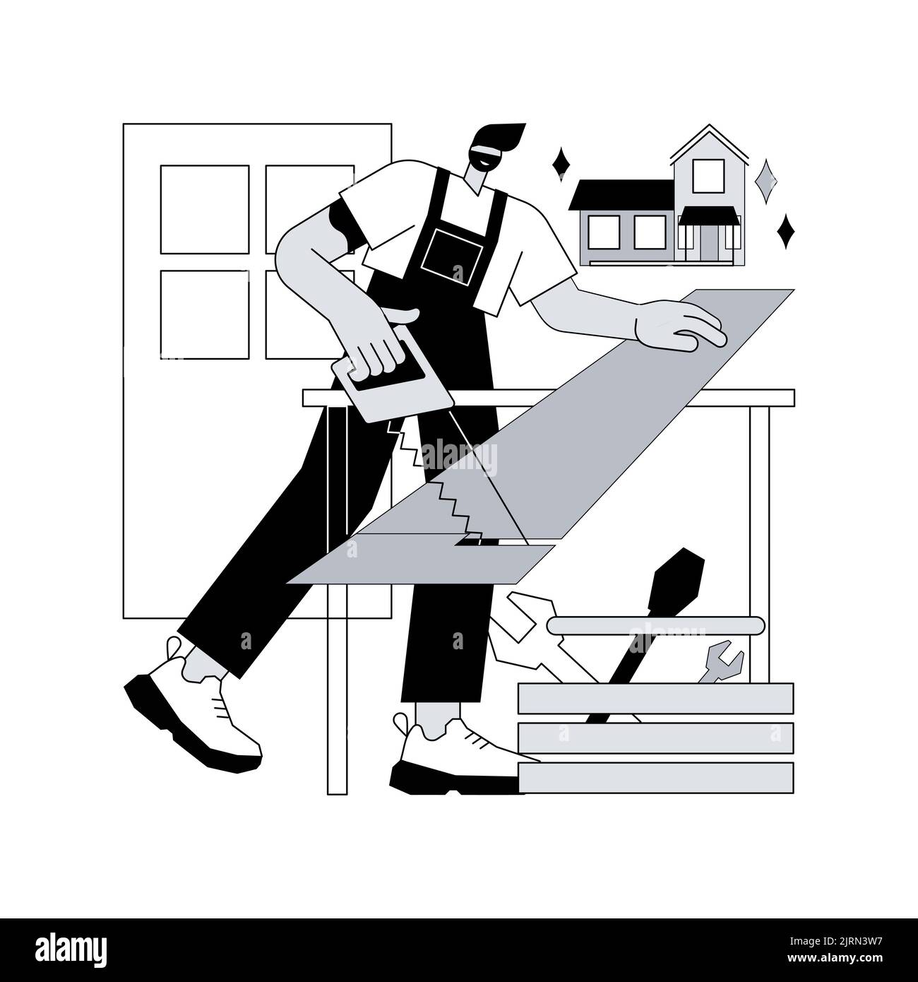 Carpenter services abstract concept vector illustration. Building ...