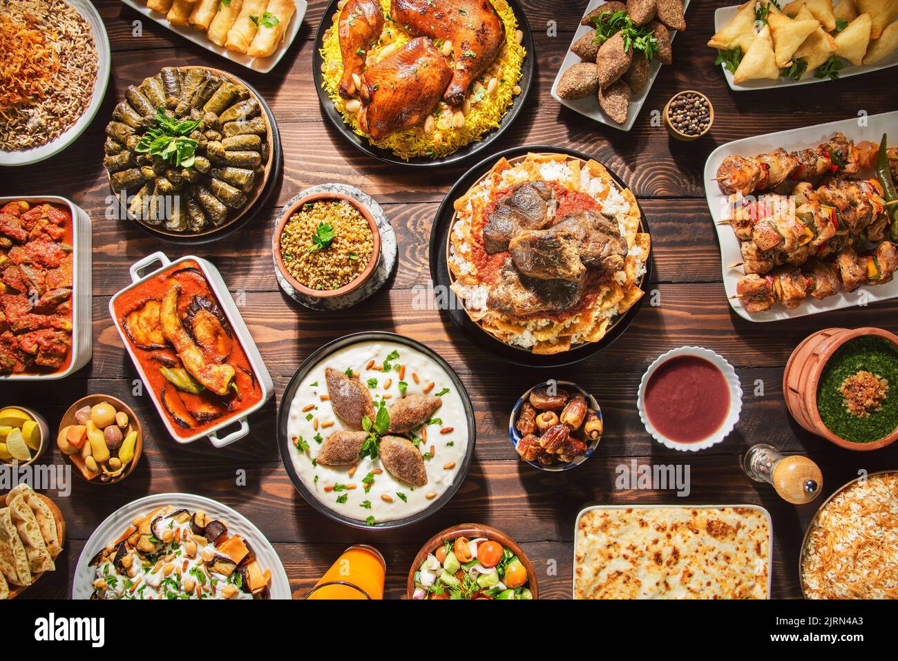 Arabic Cuisine: Middle Eastern traditional lunch. Assorted of Arabic ...